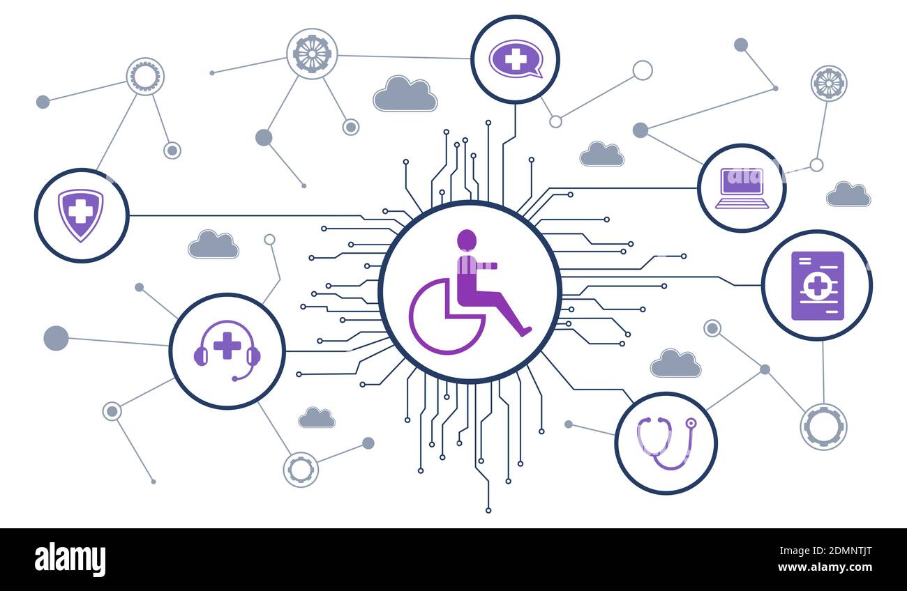 Concept of disability with connected icons Stock Photo - Alamy