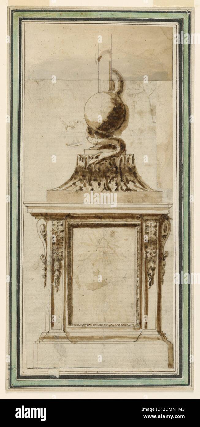 Elevation of Pedestal and Bottom of a Crucifix, Black chalk, pen, ink ...