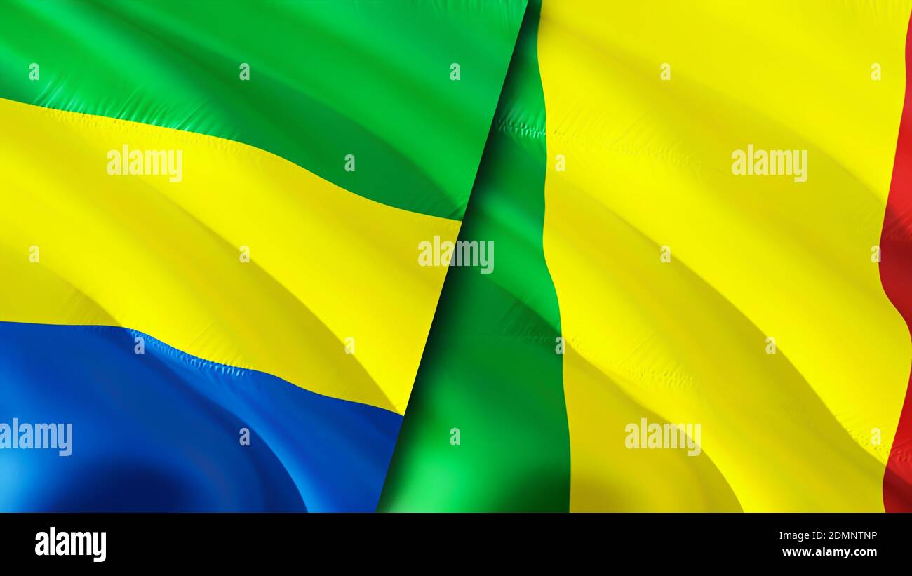 Gabon and Mali flags. 3D Waving flag design. Gabon Mali flag, picture ...