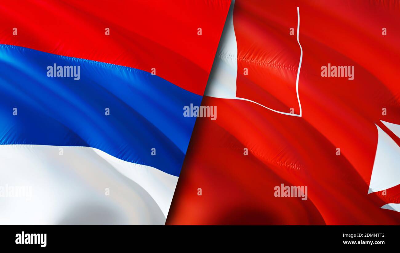 Serbia and Wallis and Futuna flags. 3D Waving flag design. Serbia ...