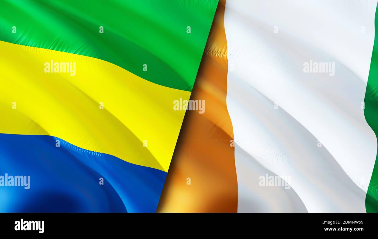 Gabon And Cote Divoire Flags 3d Waving Flag Design Gabon Cote D