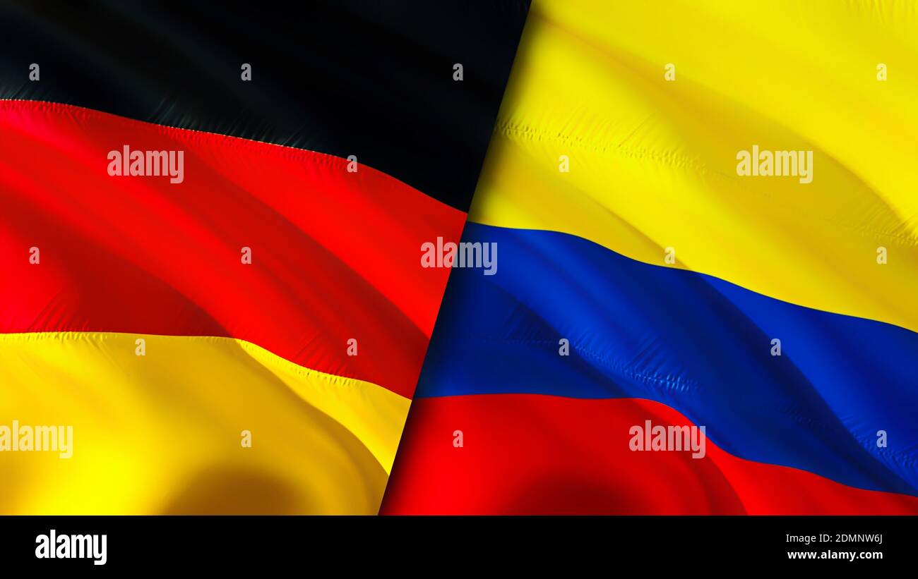 Germany and Colombia flags. 3D Waving flag design. Germany Colombia ...