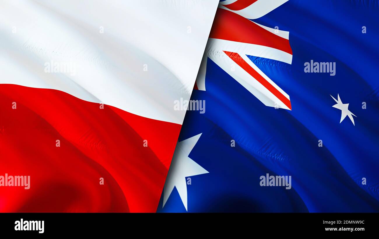 Poland and Australia flags. 3D Waving flag design. Poland Australia ...