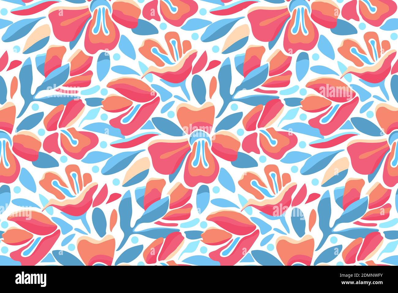 Vector floral seamless pattern. Pink and orange flowers Stock Vector ...