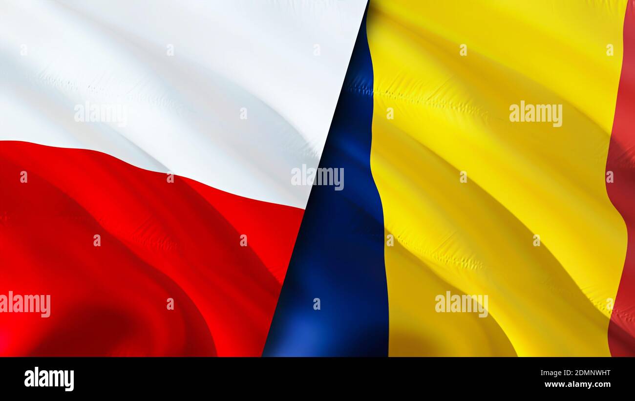 Poland and Chad flags. 3D Waving flag design. Poland Chad flag, picture ...