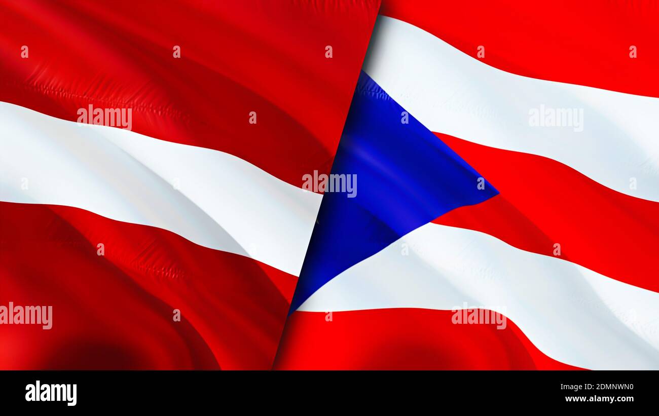 Latvia and Puerto Rico flags. 3D Waving flag design. Latvia Puerto Rico ...