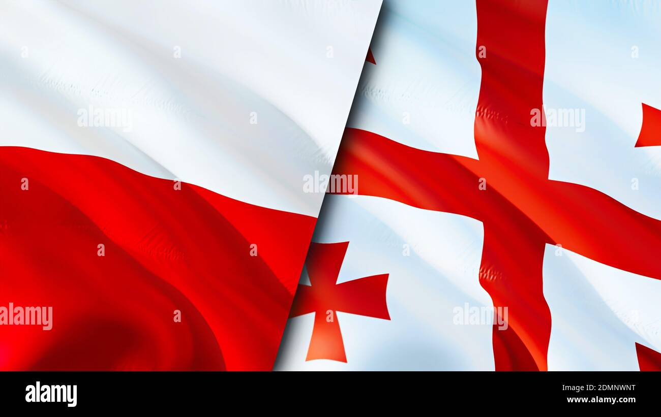 Poland and Georgia flags. 3D Waving flag design. Poland Georgia flag ...
