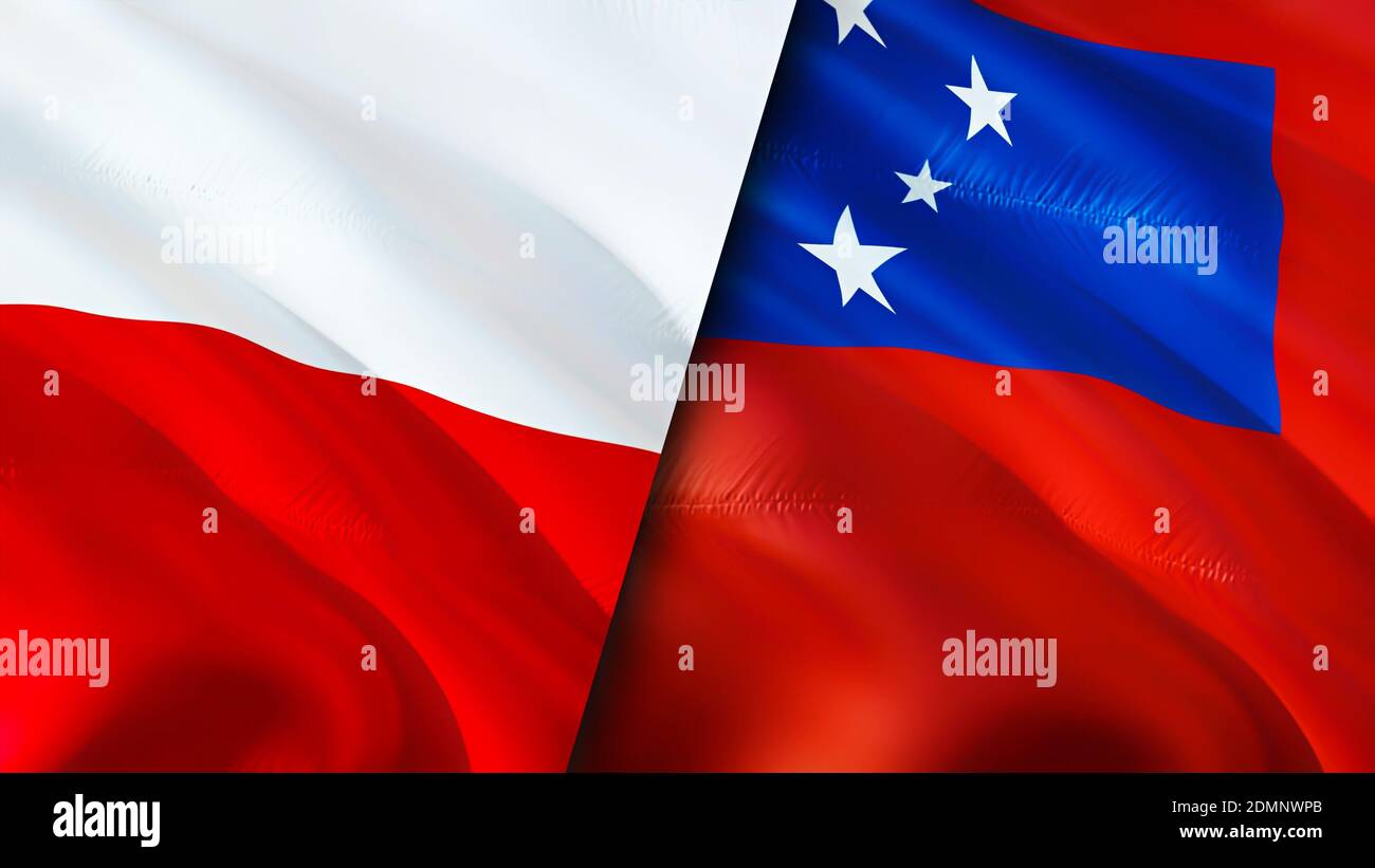 Poland and Samoa flags. 3D Waving flag design. Poland Samoa flag ...