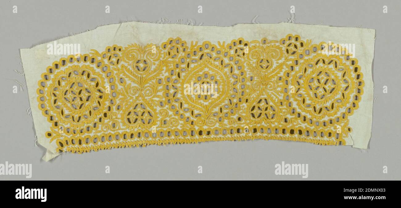 Border, Medium: cotton, metal Technique: embroidered using satin stitch ...