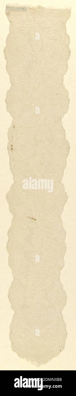 Cap streamer, Medium: linen Technique: bobbin lace, Binche ground ...