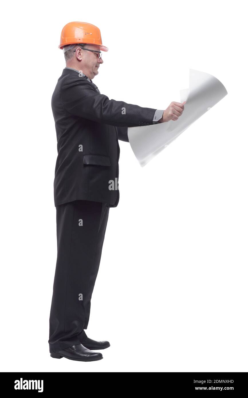Successful male architect with plans of the building Stock Photo - Alamy