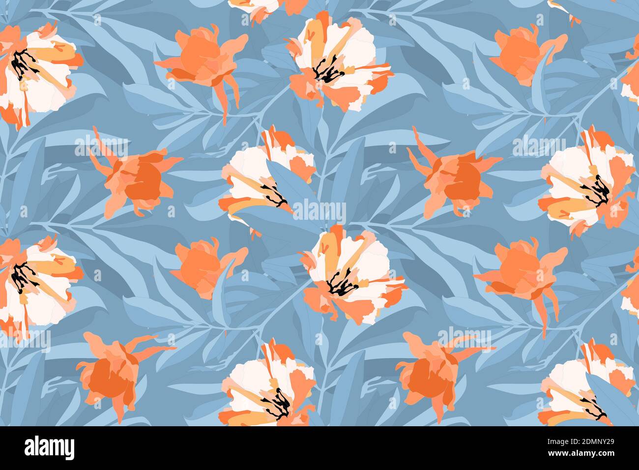 Blue orange flowers border hi-res stock photography and images - Alamy