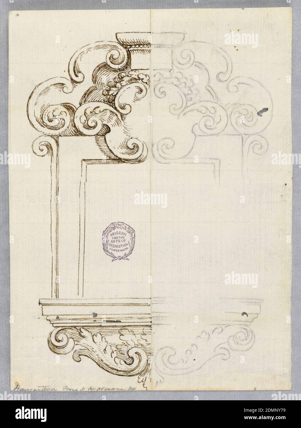 Design for a Frame, Pen and brown ink, traces of graphite on off-white ...