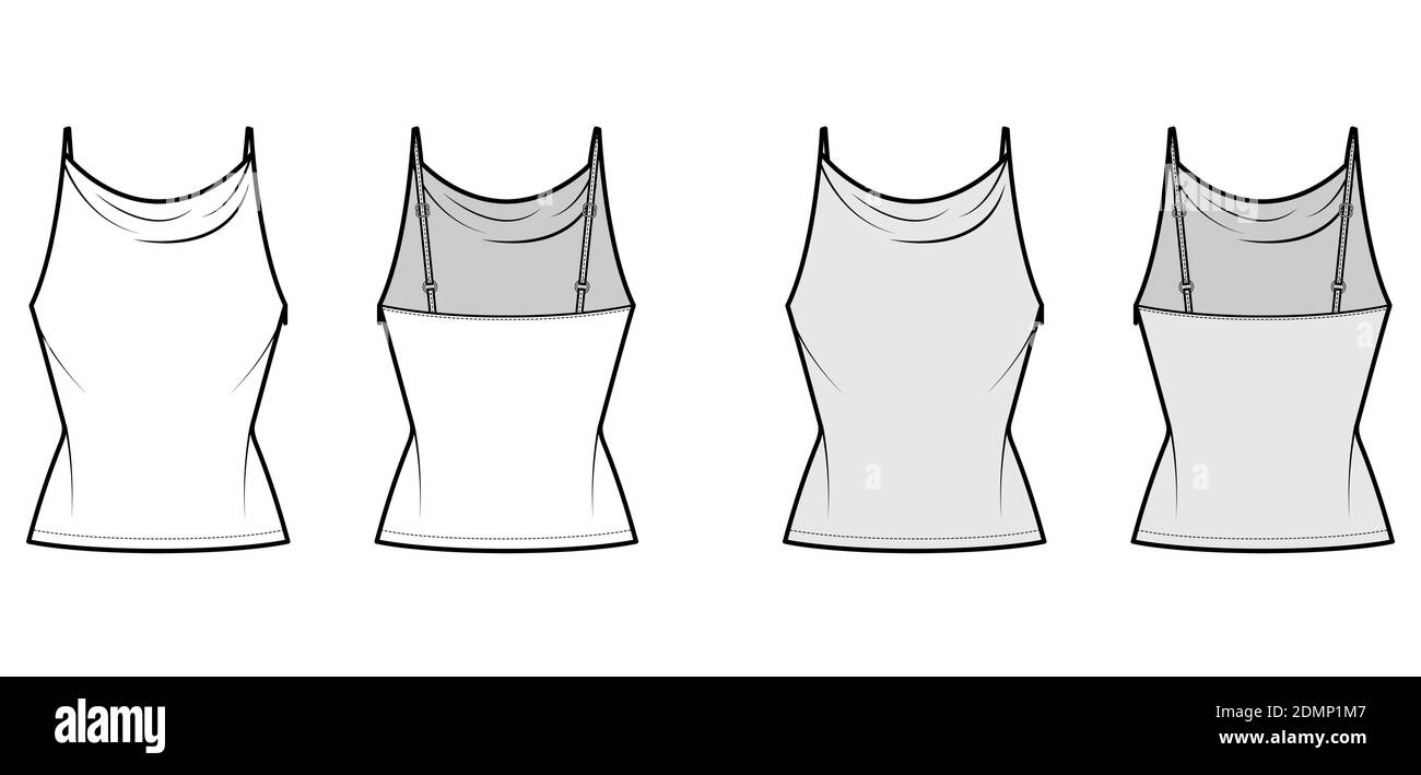 Tank high cowl top technical fashion illustration with thin adjustable ...