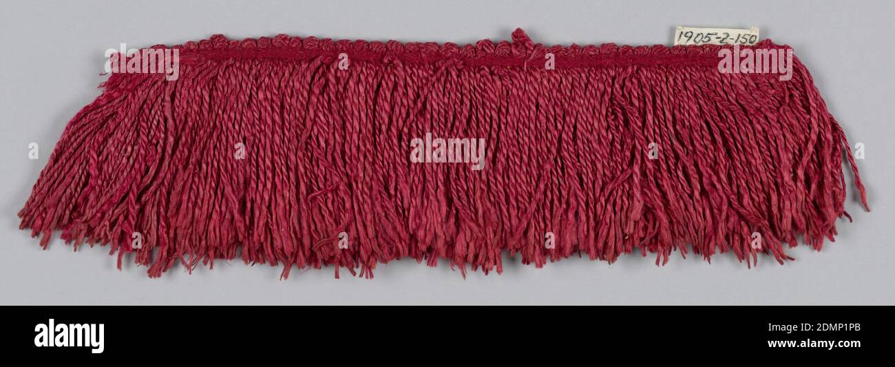 Fringe, Medium: silk Technique: woven, Red fringe with a woven heading ...