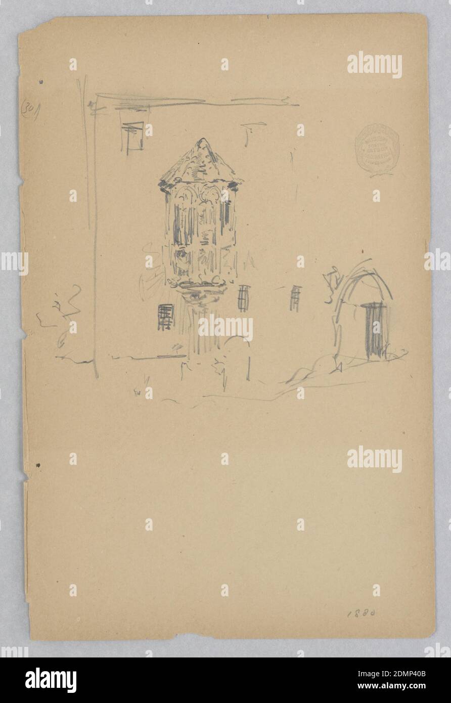 Bay window, Robert Frederick Blum, American, 1857–1903, Graphite on ...