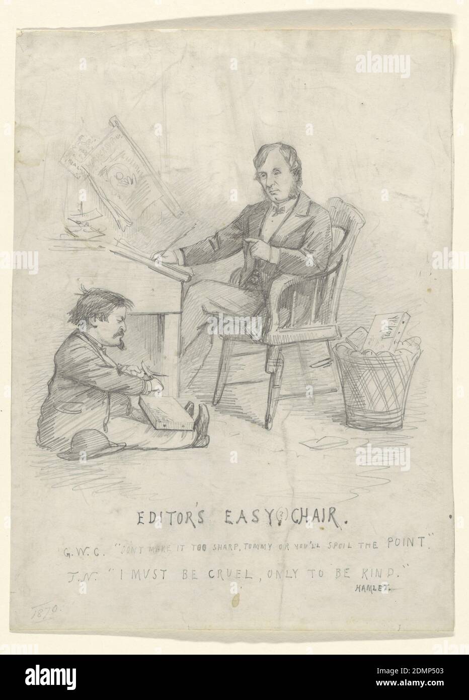 Study for Cartoon, 'Editor's Easy Chair', Thomas Nast, American, b ...