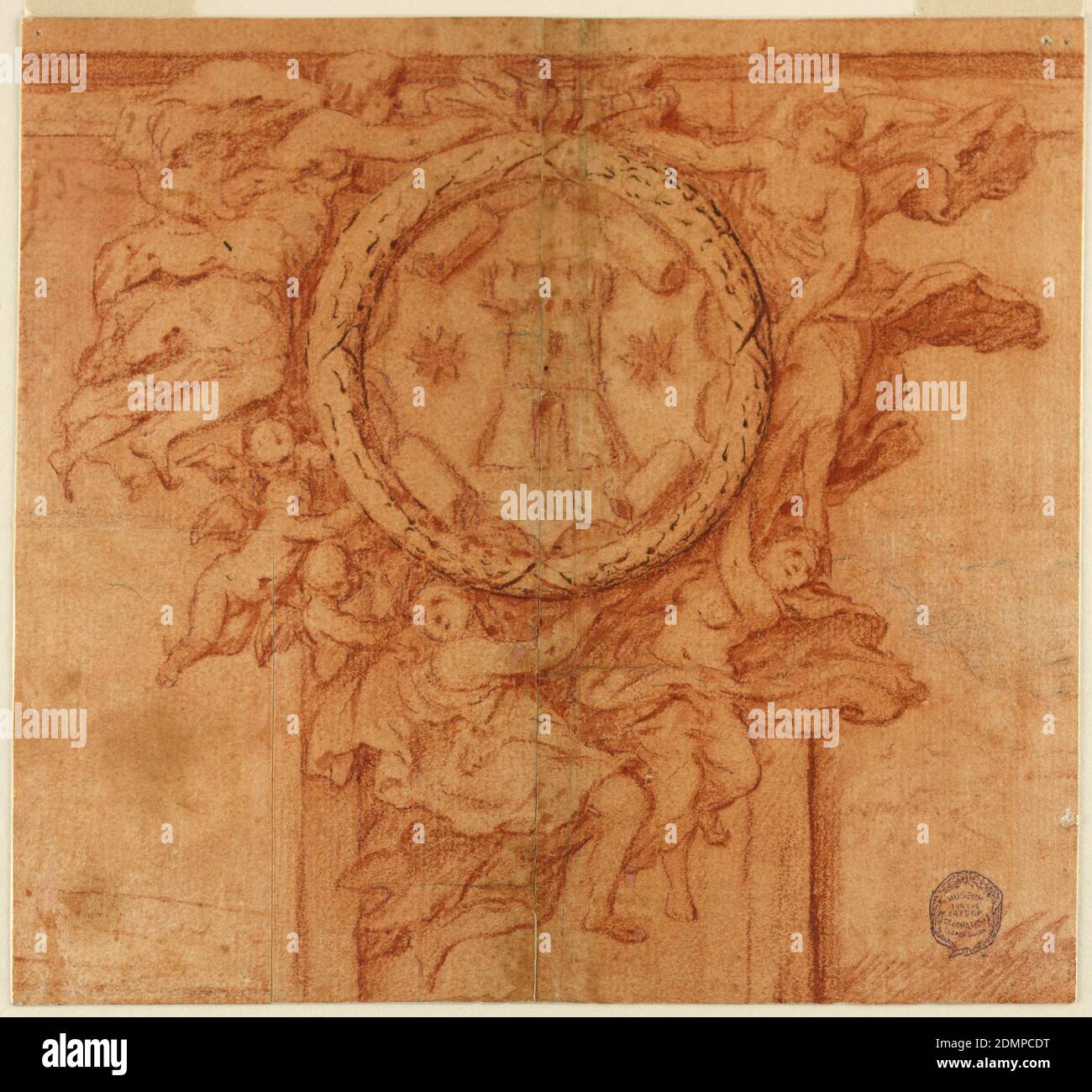 Project for a wall decoration (Female figures and putti support ...