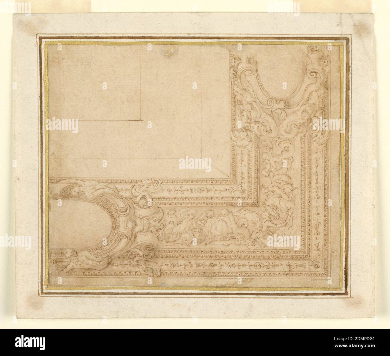 Design for a Ceiling, Pen and brown ink, brown wash, black chalk, Italy ...