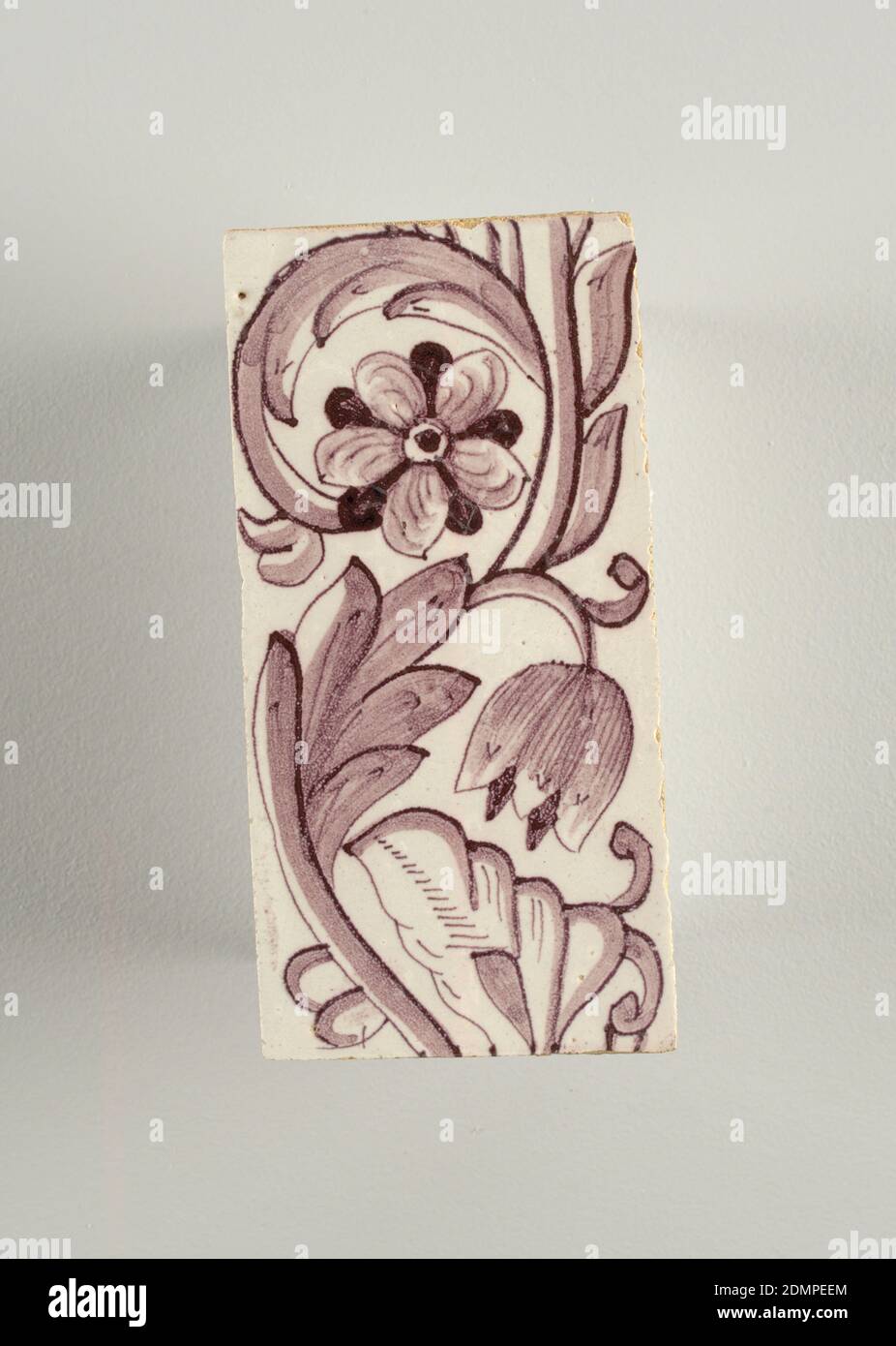 Tile, Tin-enamelled earthenware, Vertical rectangles. Each tile with ...