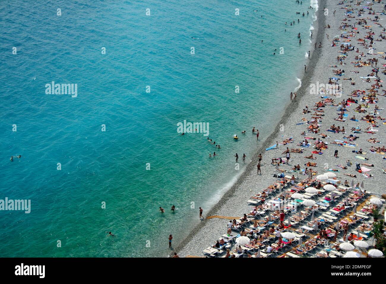 Aerial View Of People At Beach Stock Photo - Alamy