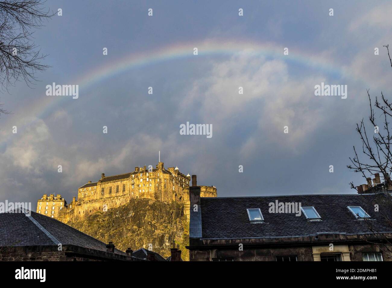 Edinburgh, United Kingdomn. 17 December, 2020 Pictured: A rainbow ...
