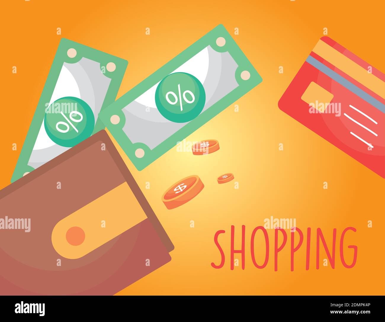 shopping wallet bills and credit card design of commerce and market ...
