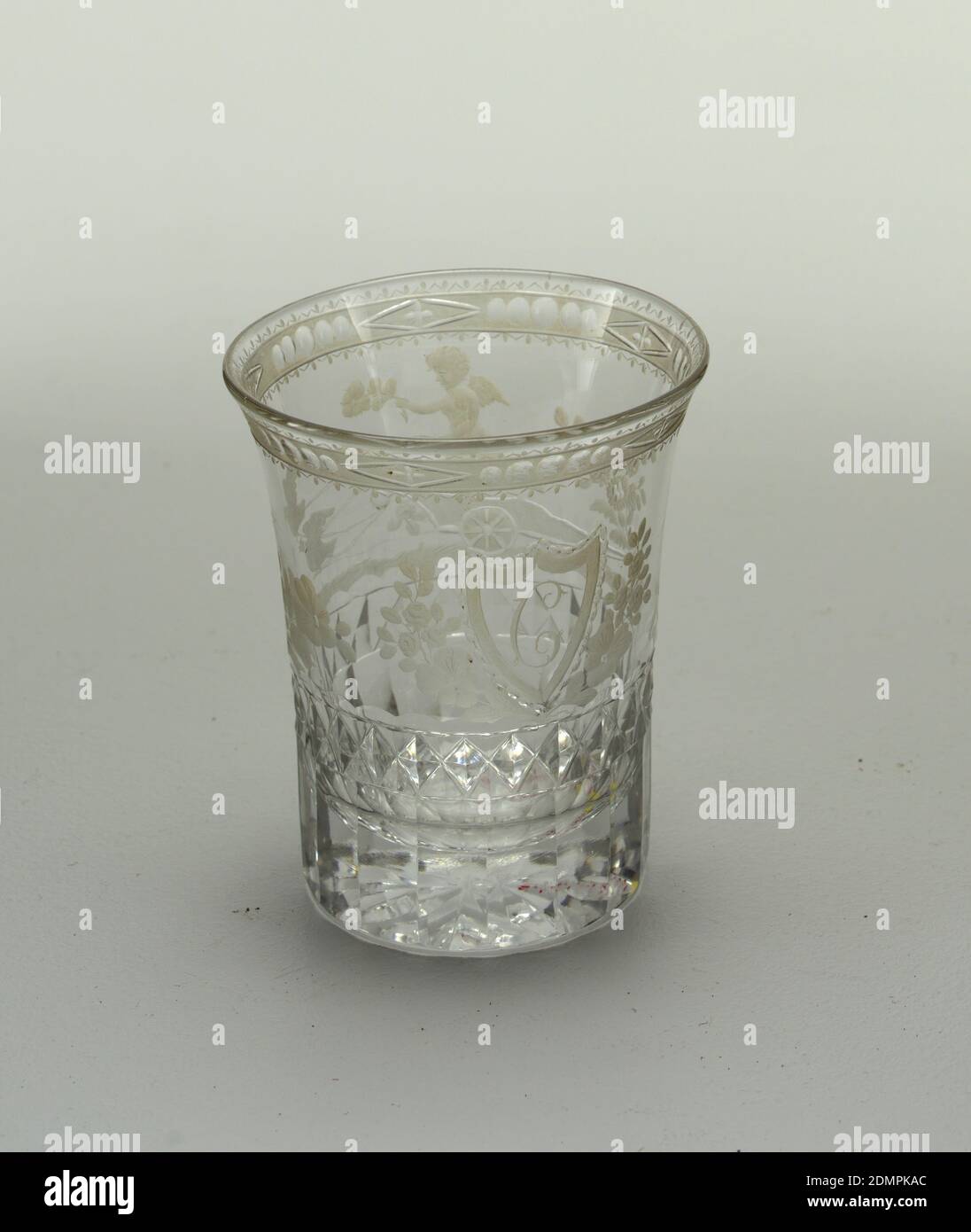 Beaker, glass, Beaker with flaring rim. Heavy channeled base surmounted ...