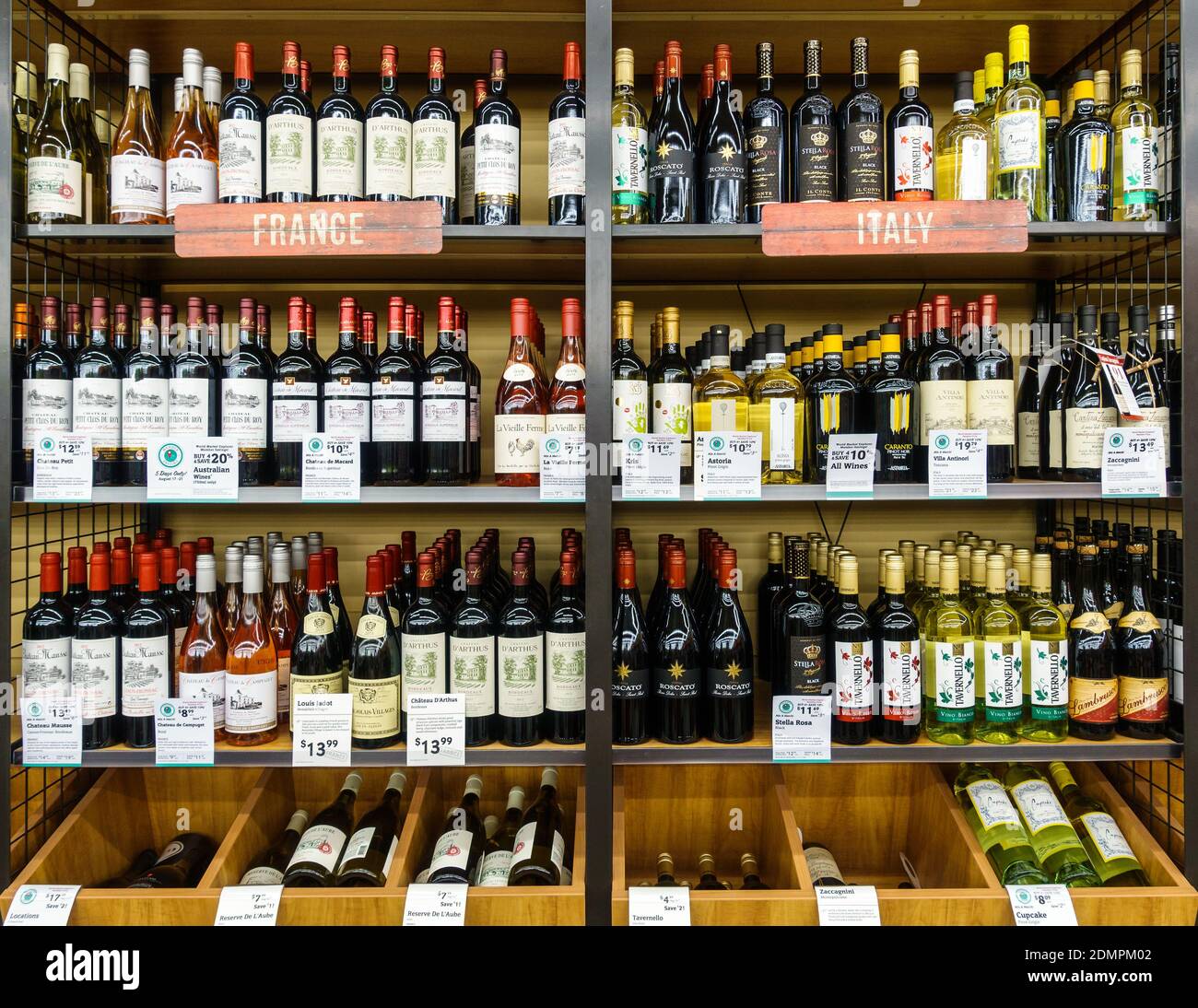 French and Italian wines in a supermarket Stock Photo - Alamy