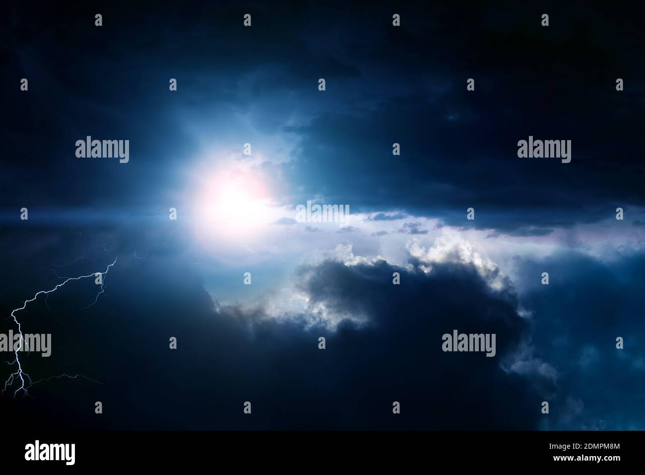 Lightning in the Dark and Dramatic Storm Clouds Stock Photo - Alamy