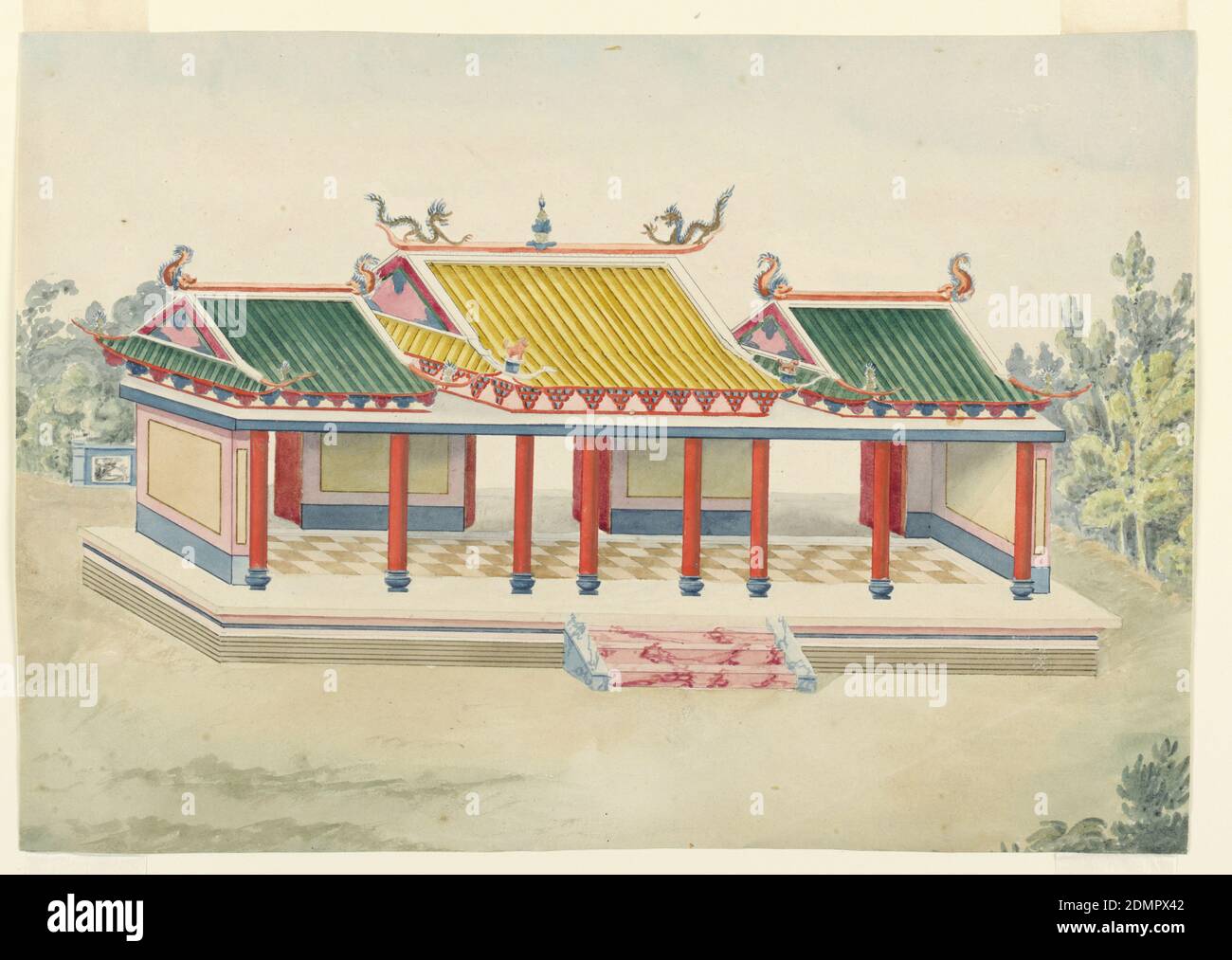 Chinoiserie Pavilion, Frederick Crace, English, 1779–1859, Pen and ...