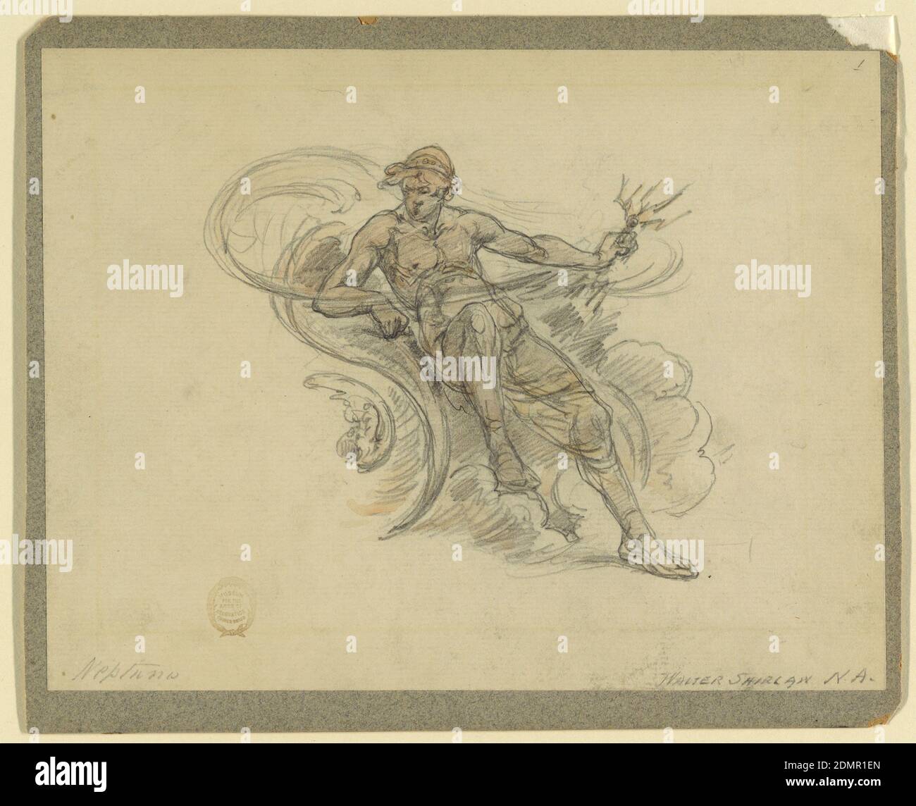 Neptune, Walter Shirlaw, American, b. Scotland, 1838–1909, Graphite ...