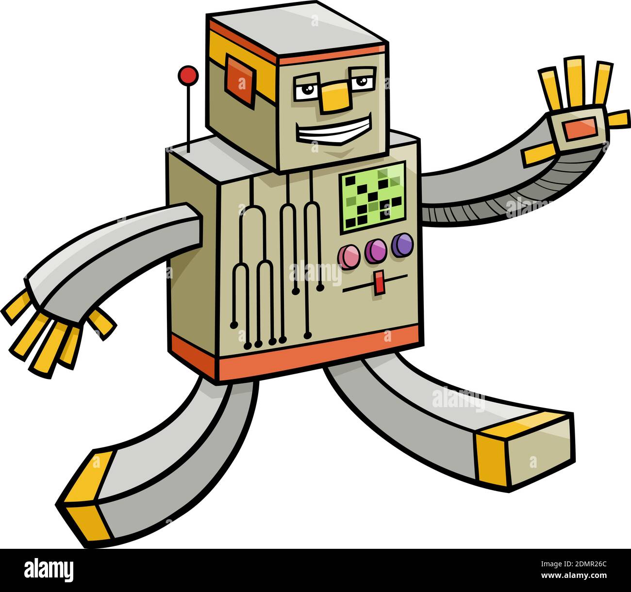 Cartoon illustration of funny robot fantasy comic character Stock ...