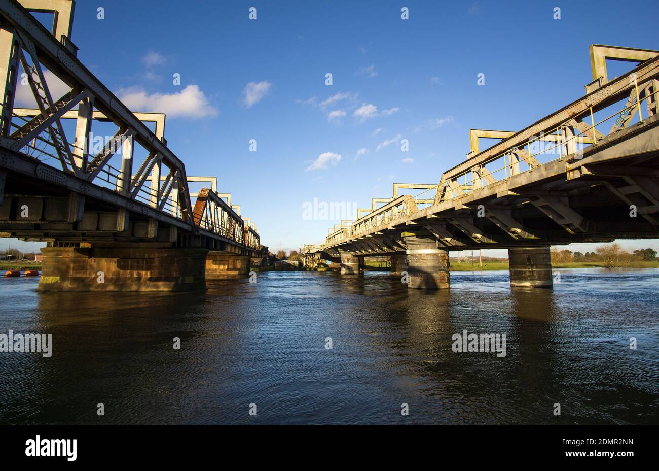 Two railway viaducts crossing a river Stock Photo - Alamy