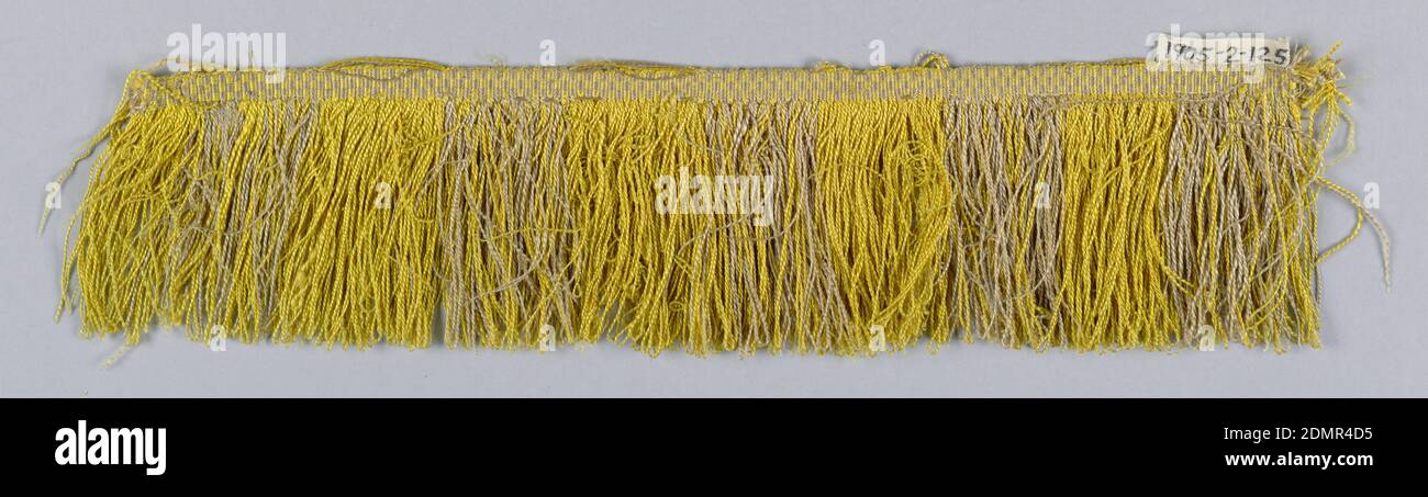 Fringe, Medium: silk Technique: woven, Fringe with a yellow and tan ...