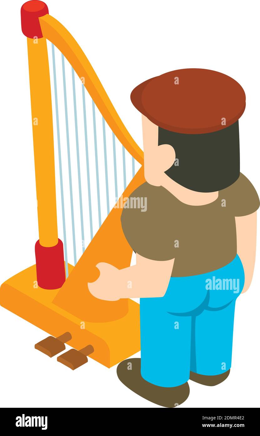 Harper musician icon. Isometric illustration of harper musician vector ...