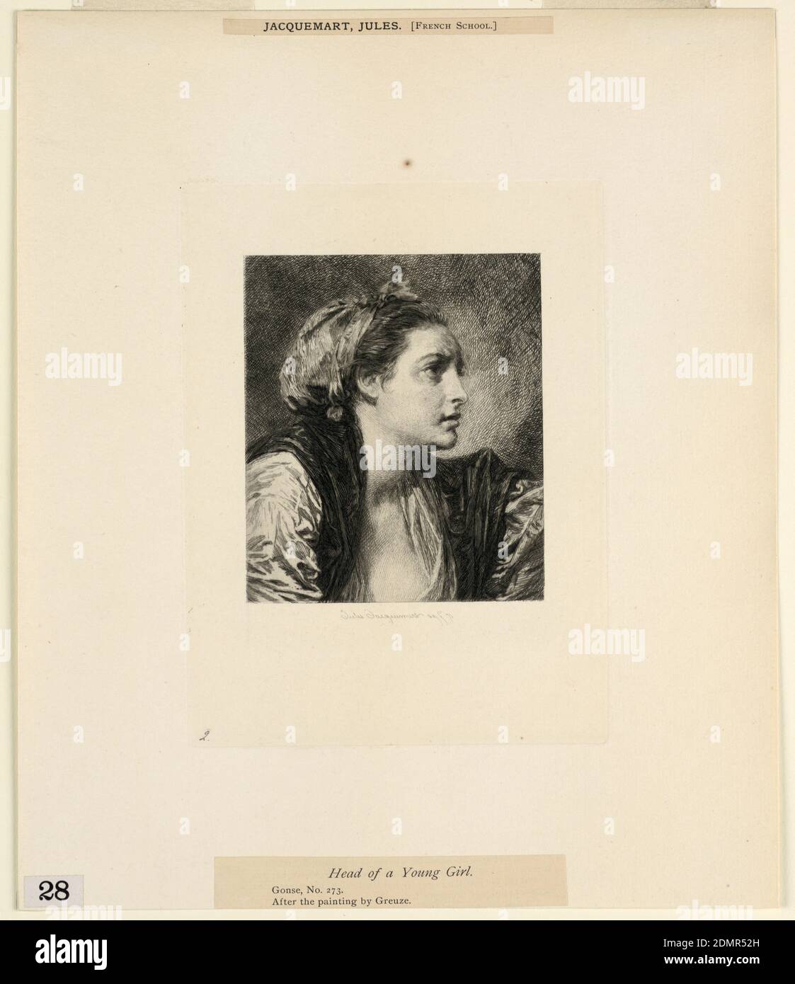 Head of a Young Girl, from 'Etchings of Pictures in the Metropolitan ...