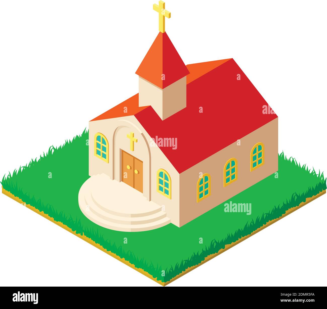 Christian church icon. Isometric illustration of christian church ...