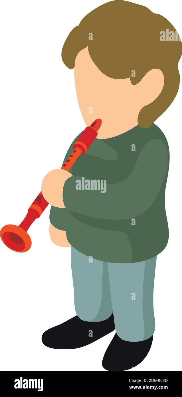 Clarinet player icon. Isometric illustration of clarinet player vector ...