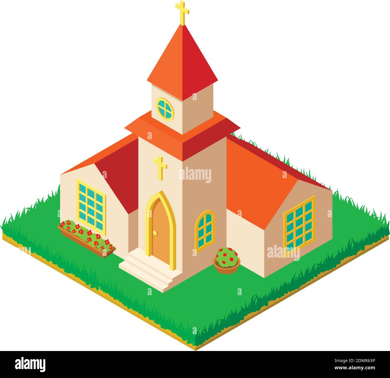 Small church icon. Isometric illustration of small church vector icon ...