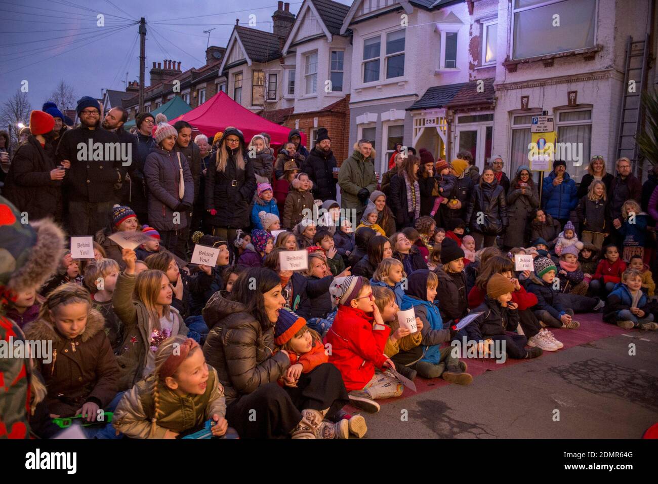 Pop-up Street Panto: The Scrooge. Walthamstow E17 2019 Stock Photo - Alamy
