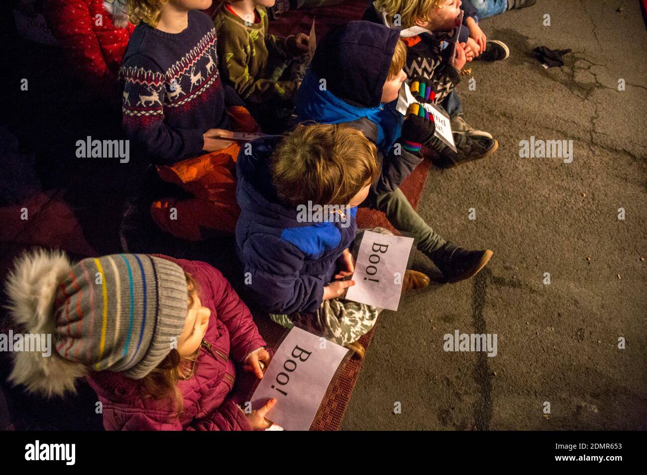 Pop-up Street Panto: The Scrooge. Walthamstow E17 2019 Stock Photo - Alamy