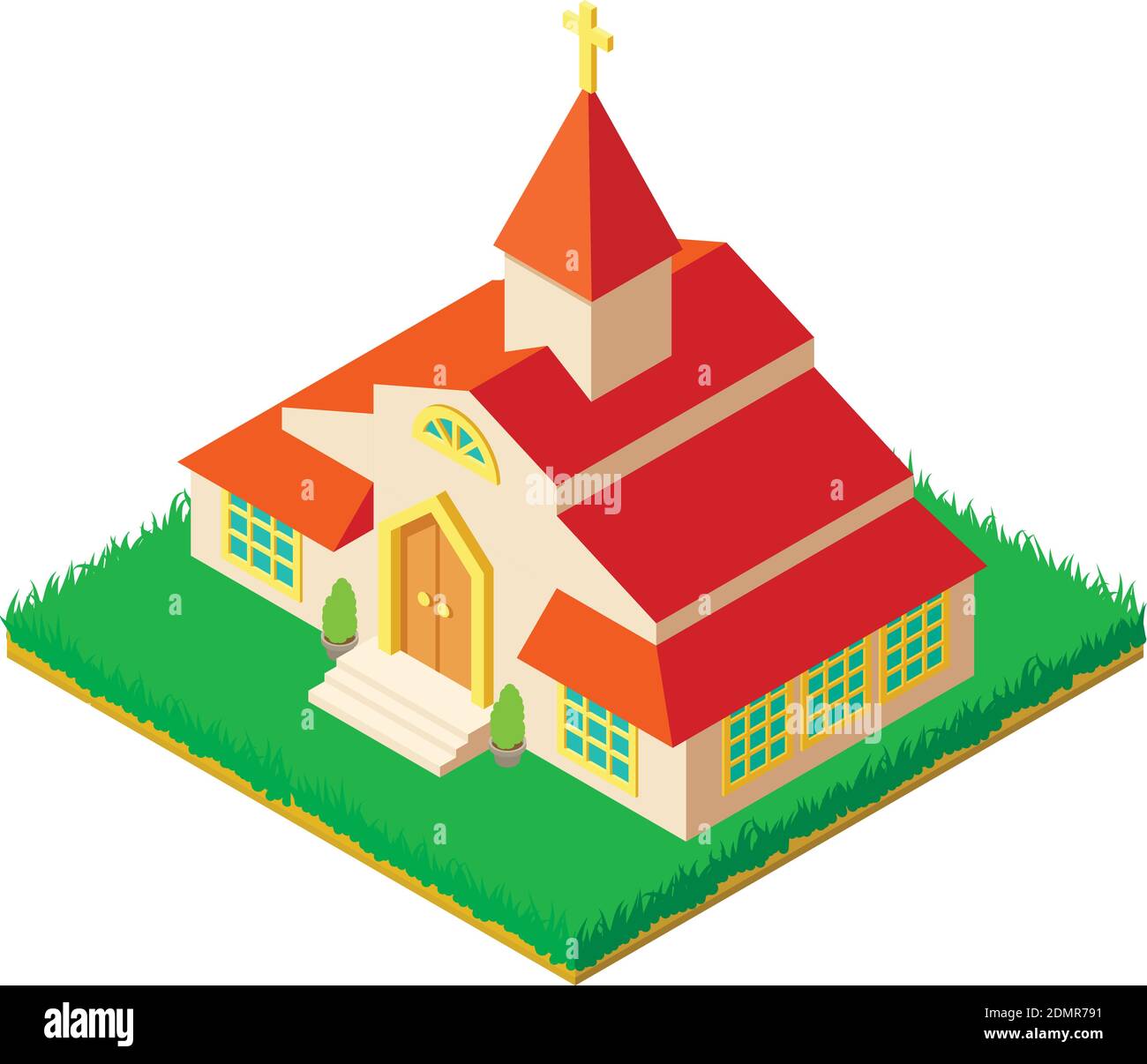 Church architecture icon. Isometric illustration of church architecture ...
