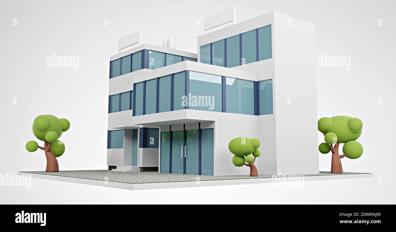 symbolic pictogram for a small office, 3D illustration Stock Photo - Alamy