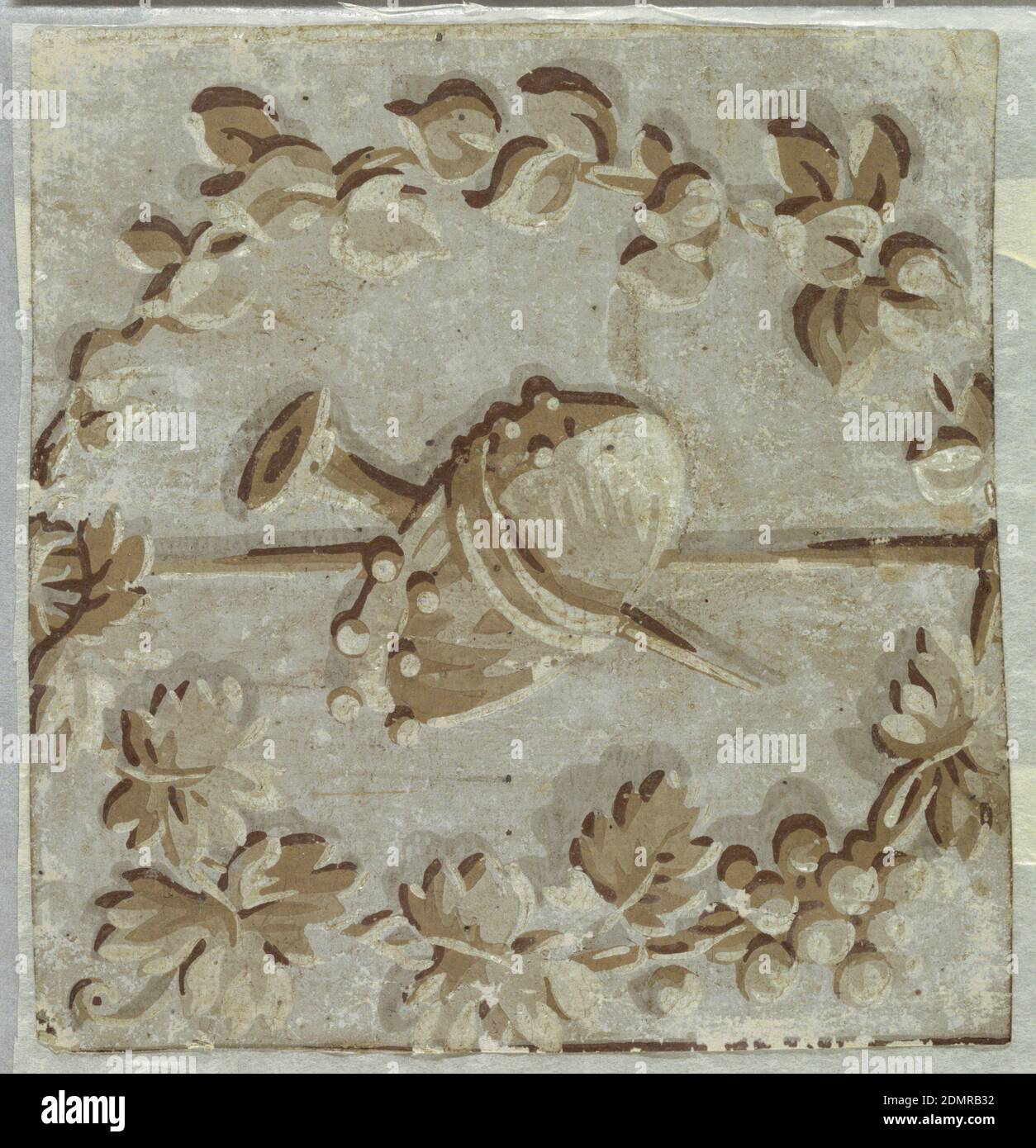 Border and sidewall, Block-printed on handmade paper, a) Rinceau of ...