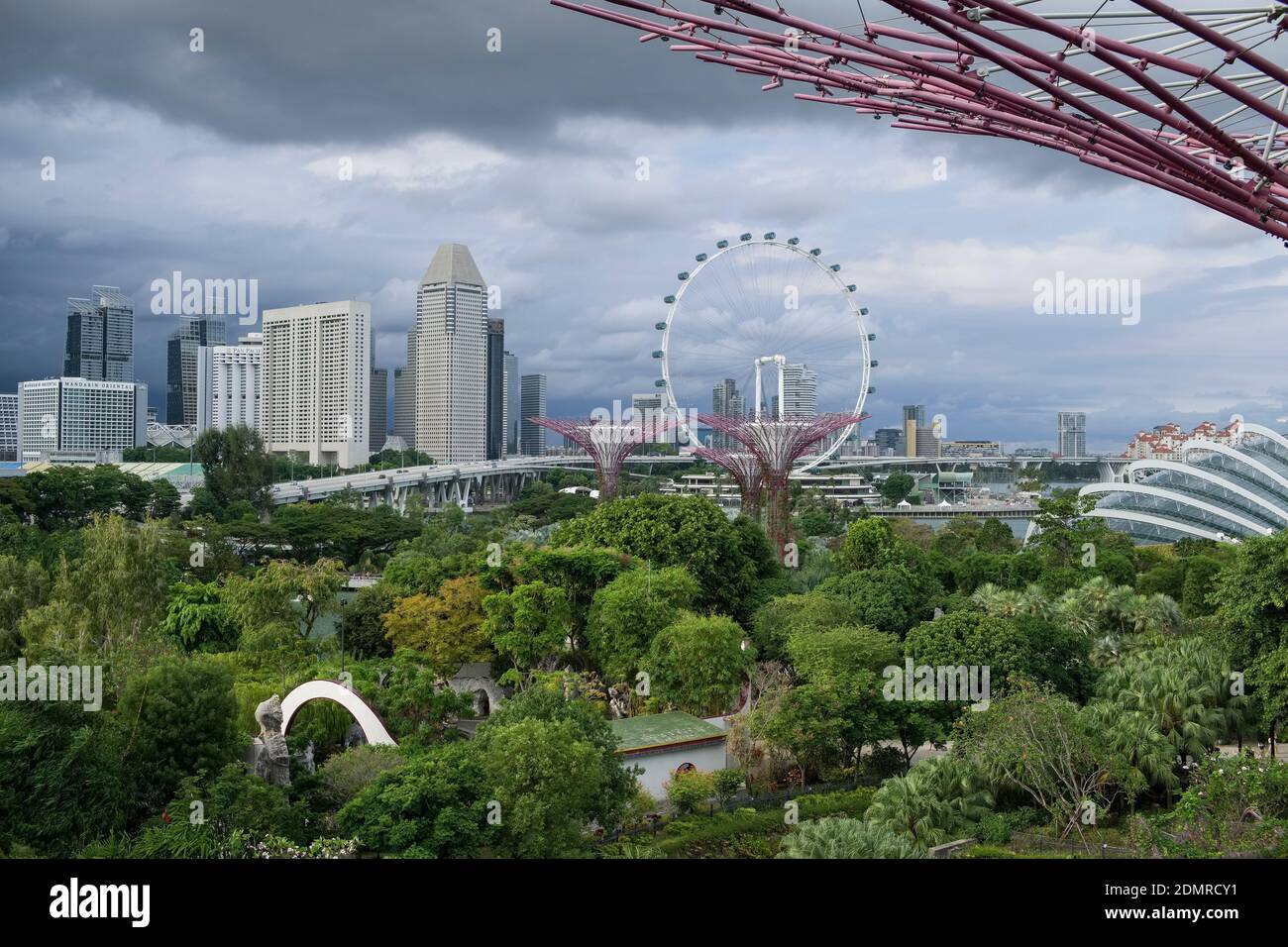 Singapore: Supertrees and dome in the Gardens by the Bay (park). In the ...