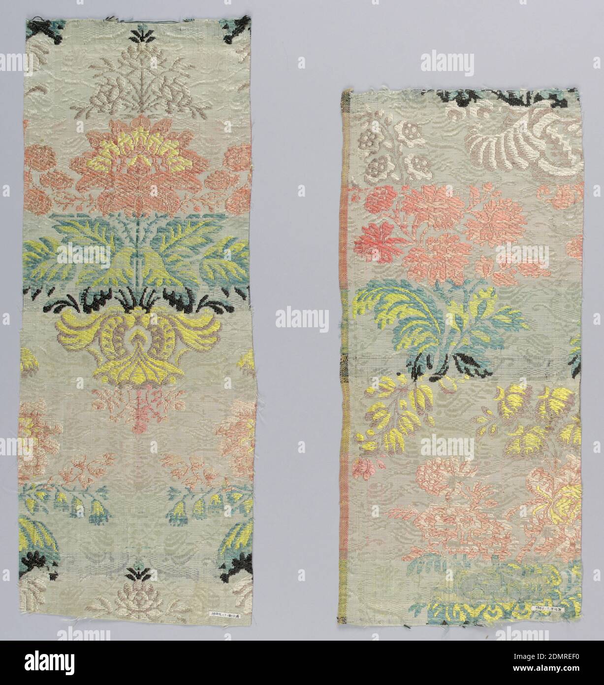 Fragments, Medium: silk Technique: woven, Polychrome flowers on a white ...