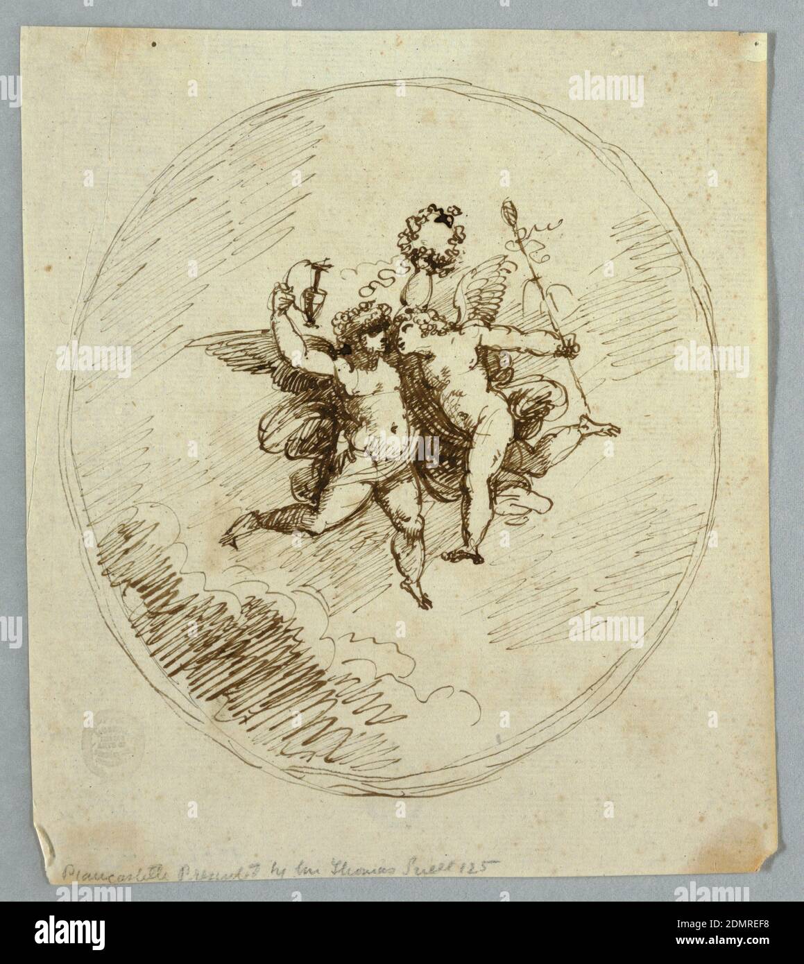 Two Flying Putti with Attributes of Dionysus, Felice Giani, Italian ...