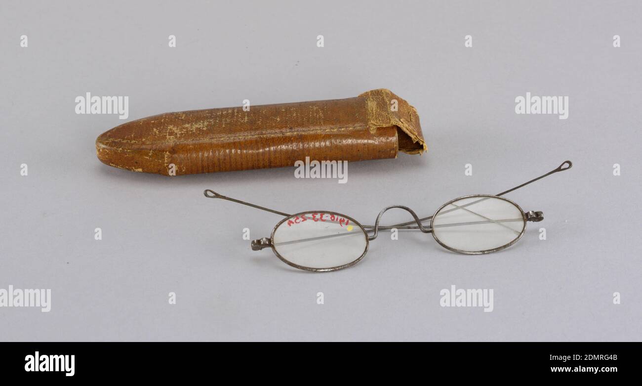 Case, Steel, glass, leather-covered cardboard case, Steel-rimmed ...