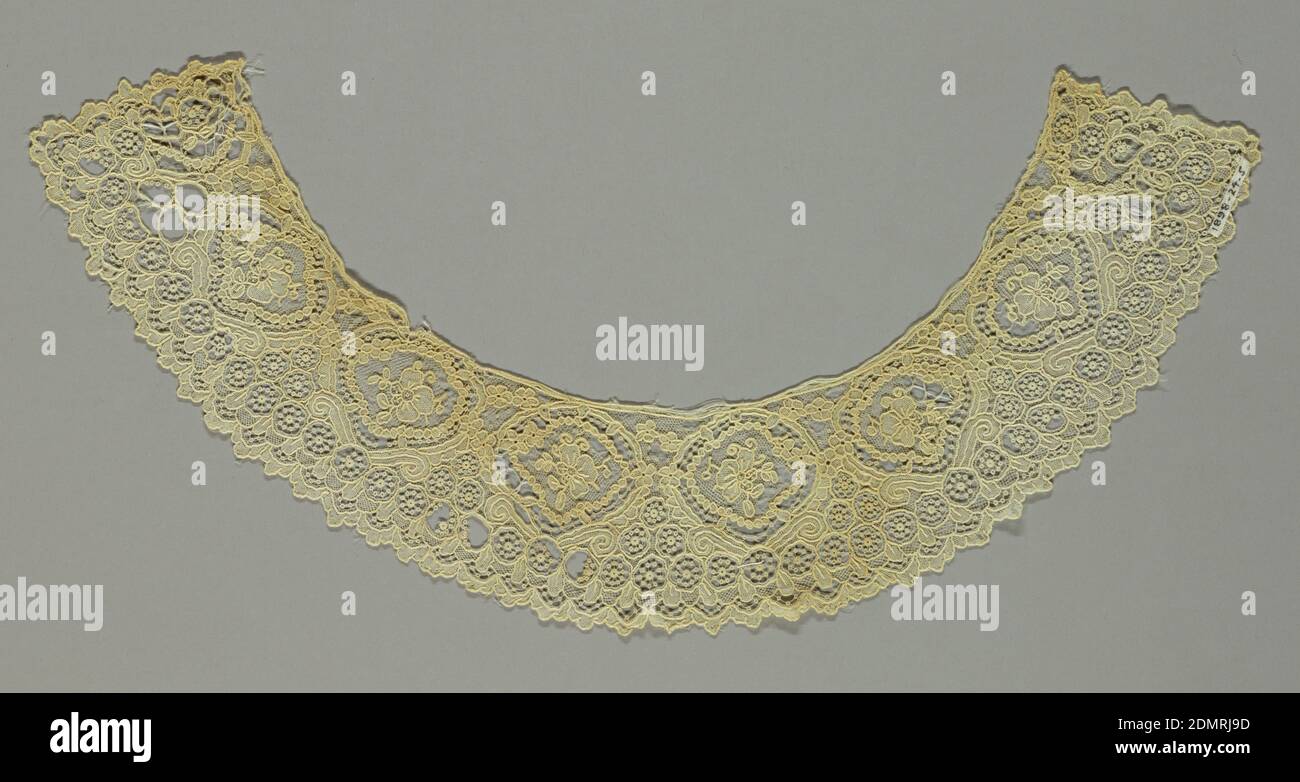 Collar, Medium: linen Technique: needle lace with ground of loop ...